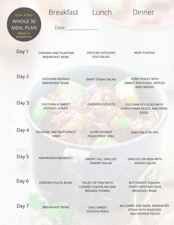 Whole 30 Meal Plan for 30 Days! - Paleo Gluten Free