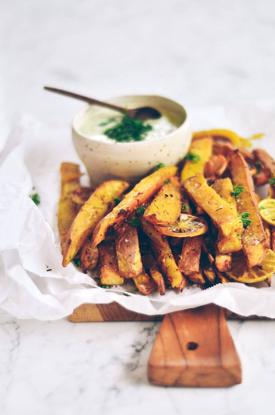 Extra Crispy Garlic Lime Sweet Potato Fries - Paleo Gluten Free
