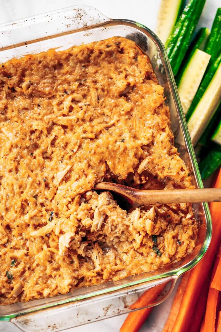 Creamy Buffalo Chicken Cauliflower Rice Bake - Paleo Gluten Free